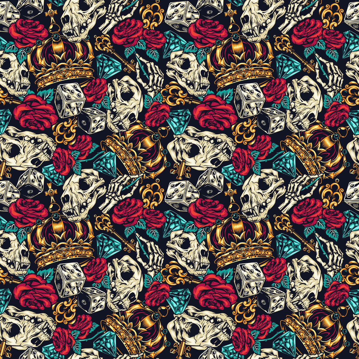 (64) Dice and Roses Print 30cm x 30cm – T & L Vinyl