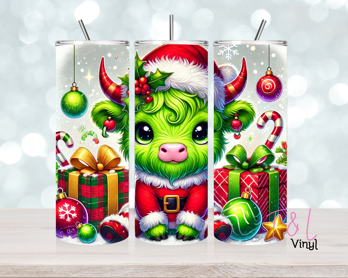 751 Cute little grinch cow 20 oz Sublimation wrap – T & L Vinyl