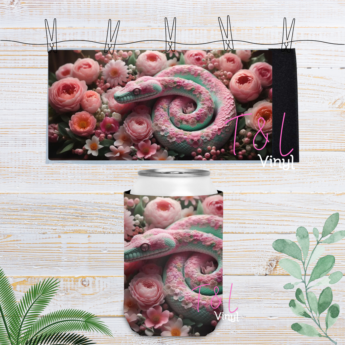 49 Pink and mint Snake Velcro Stubby Cooler Sublimation – T & L Vinyl