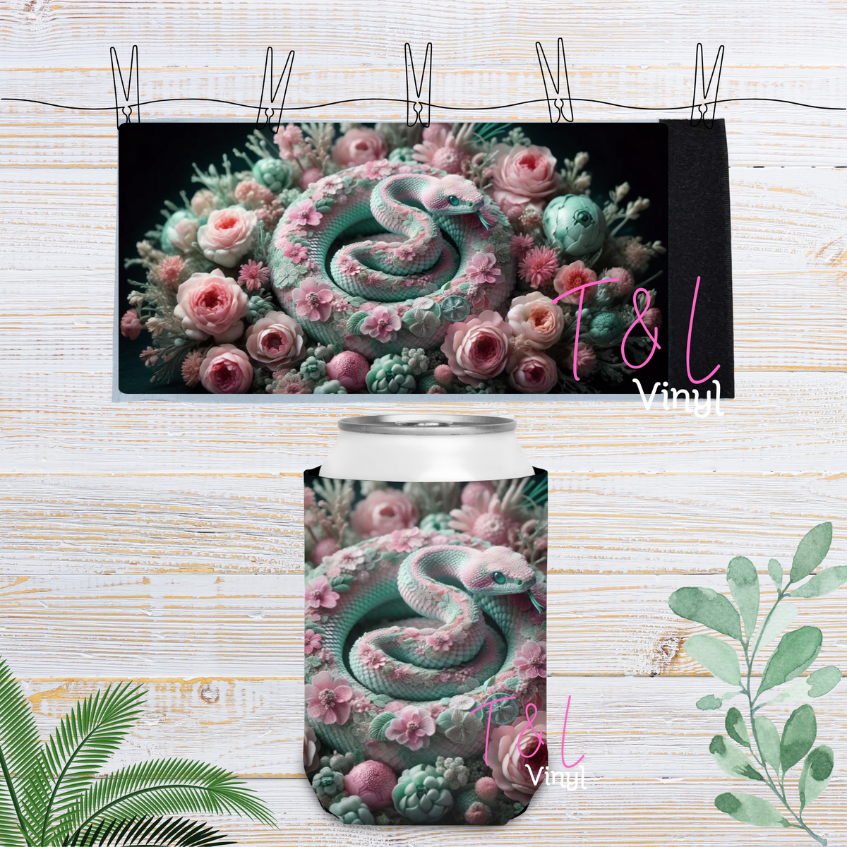 50 Pink and mint Snake Velcro Stubby Cooler Sublimation – T & L Vinyl