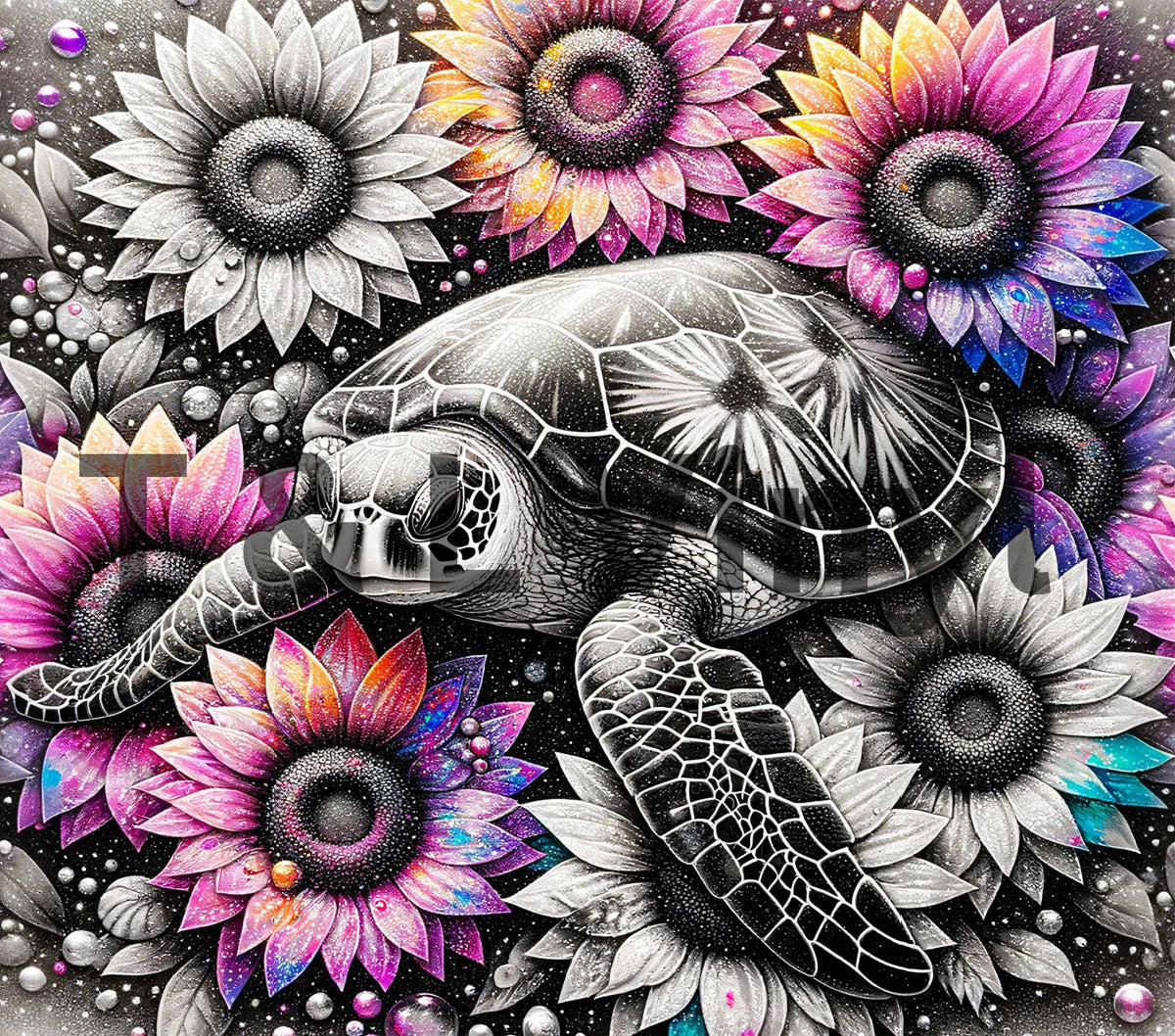 Turtle & Sunflowers 20 oz vinyl wrap (324) – T & L Vinyl