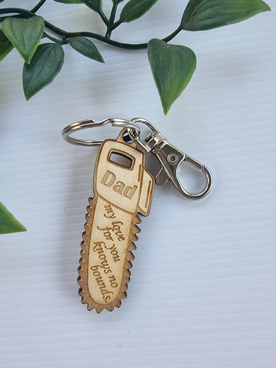 Wooden Father's Day Chain saw Keyring – T & L Vinyl